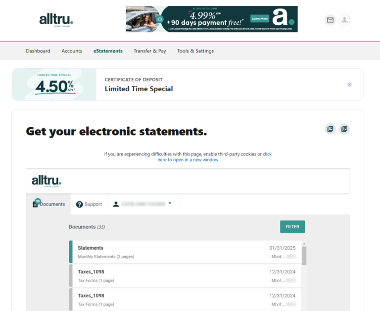 How to Enroll in eStatements | Alltru Credit Union | St. Louis, MO